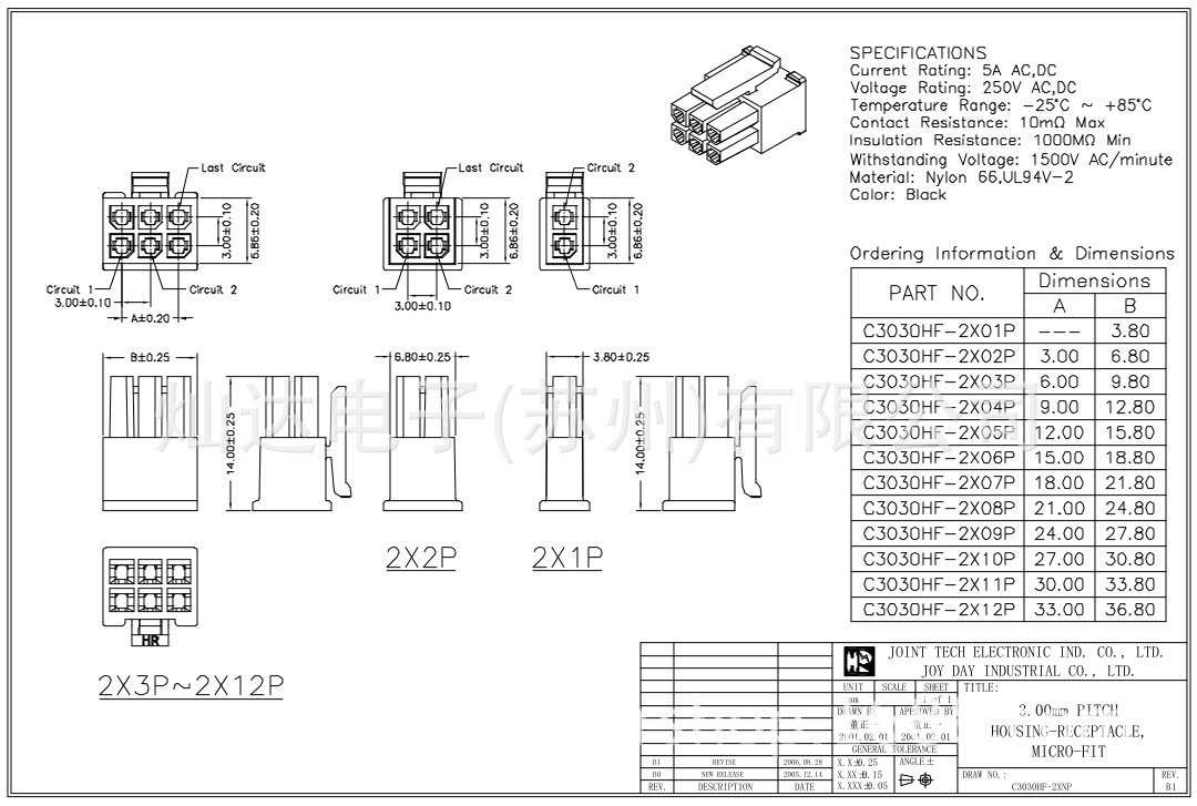 台湾灿达HR连接器 C3030HF-2X02P 双排公端胶壳-阿里巴巴