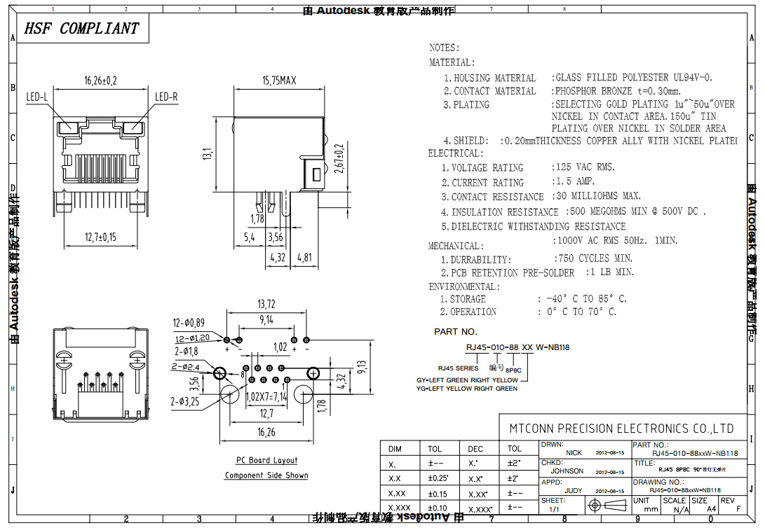 厂家直销 全包铜壳水晶头母座 RJ45-5224-8P8C带灯带屏蔽 批发-阿里巴巴