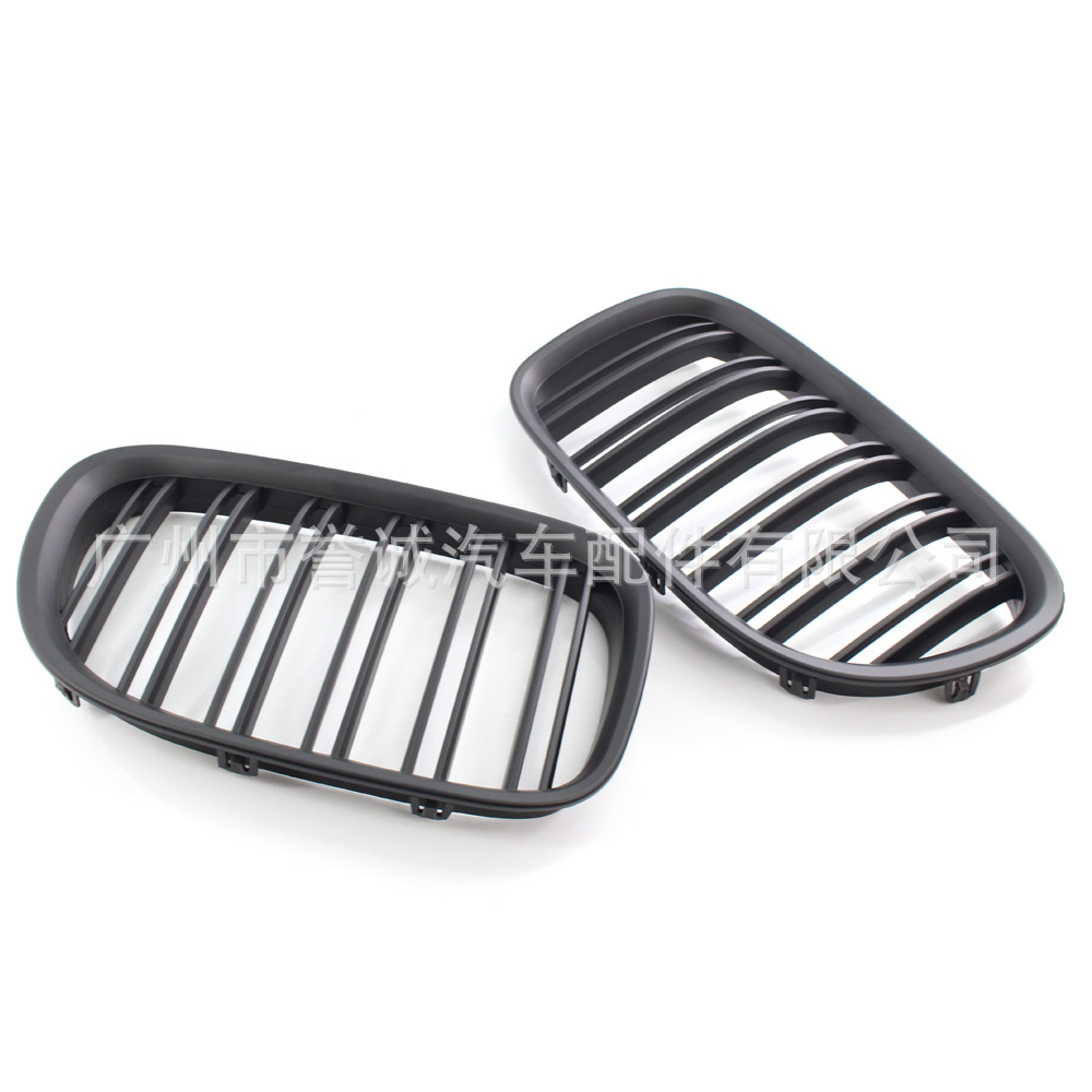 适用宝马7系F02 F01 09-15年改装双杠中网哑黑双线中网格栅 中网-阿里巴巴