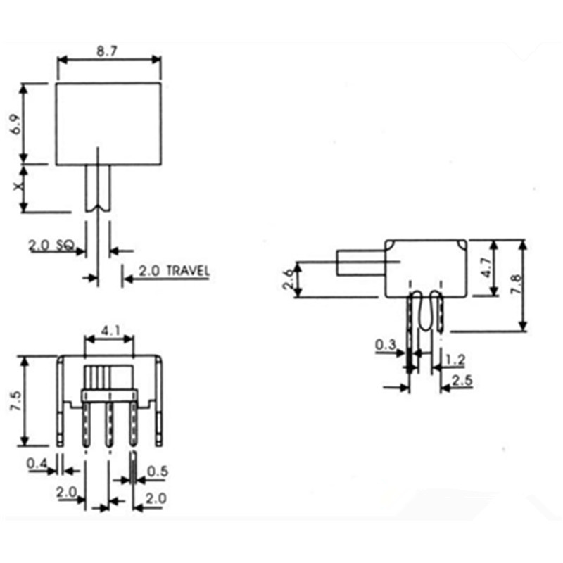 GJLCONN 拨动开关 SK-22D07 2P2T立式 电源开关 柄高3MM-阿里巴巴