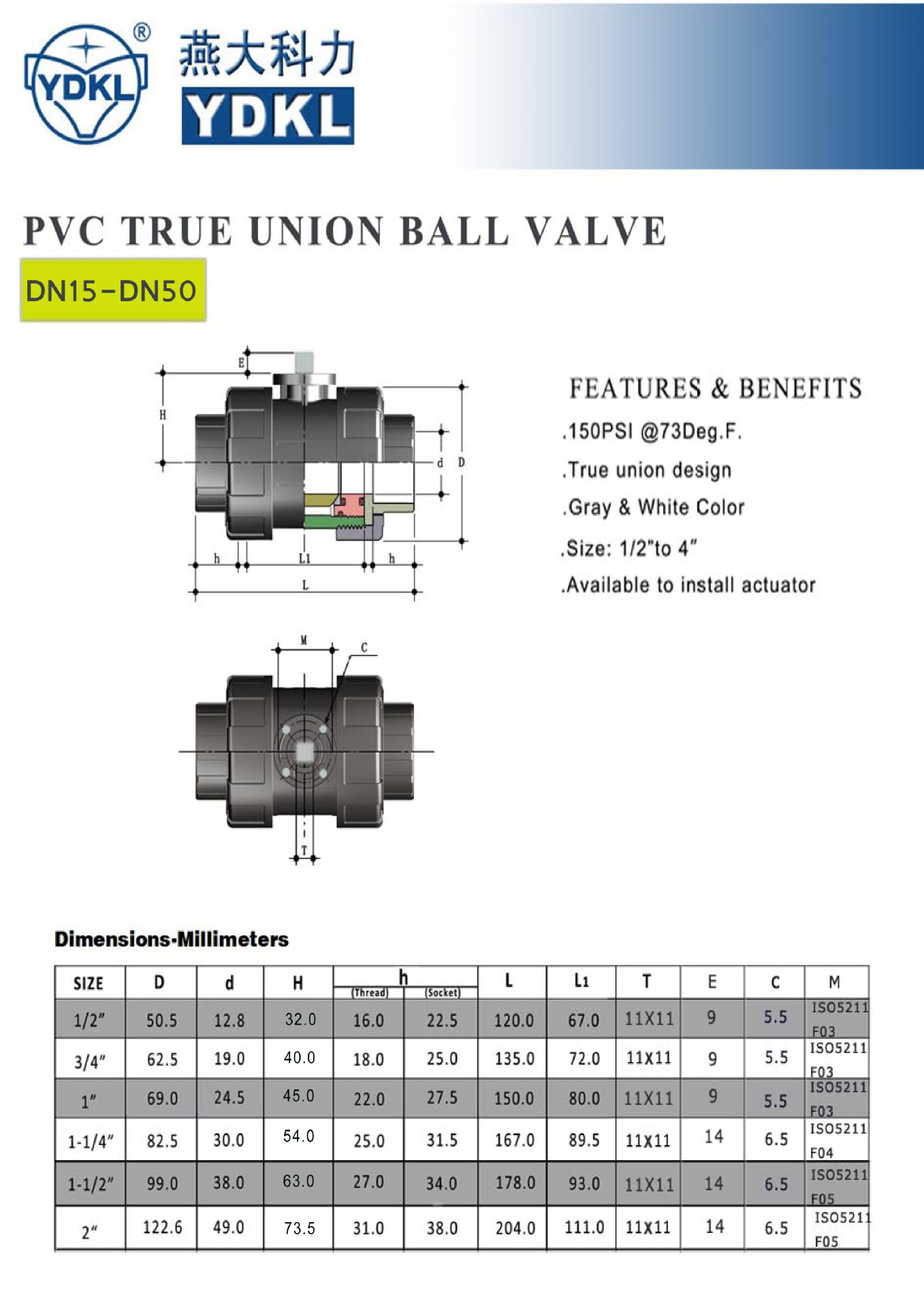 UPVC双活接承插耐酸碱气动承插式DN15 PVC高平台塑料球阀-阿里巴巴