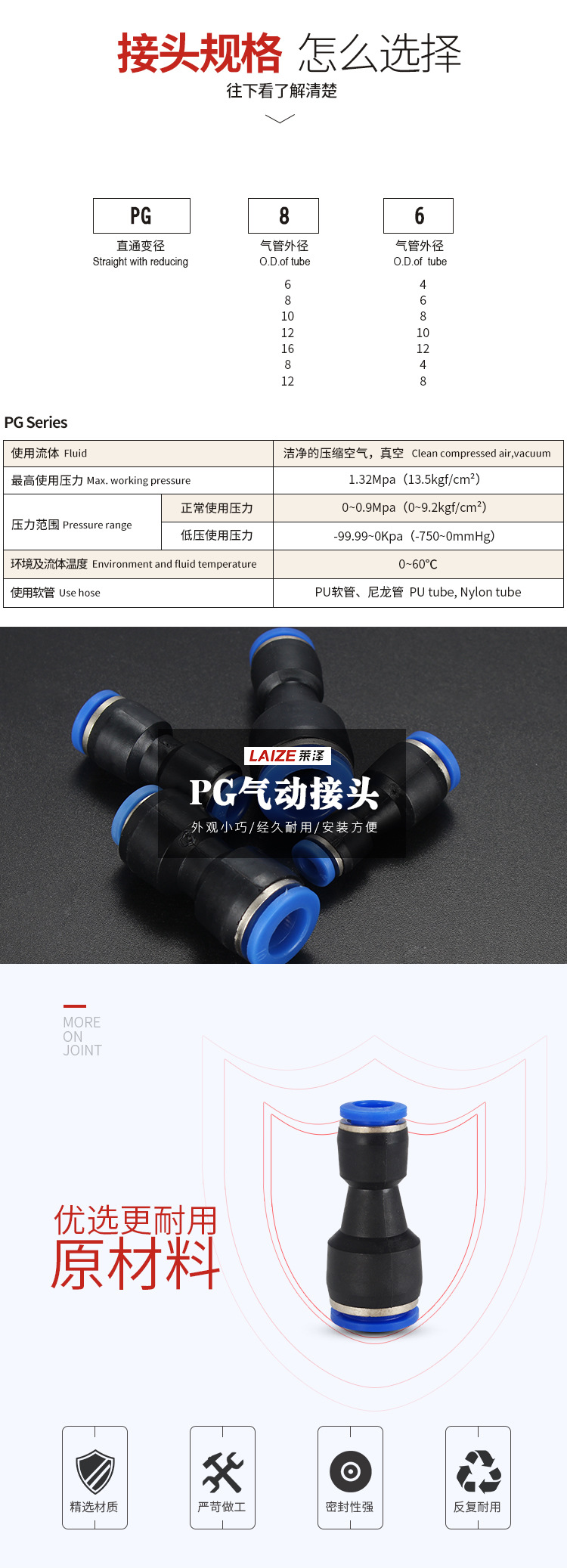 PG塑料变径直通8-6 PU气管/快速气动元件接头气动接头-阿里巴巴