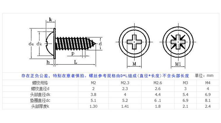 304不锈钢【M3 M4】盘头十字圆头带平垫自攻尖尾螺丝钉PWA-阿里巴巴