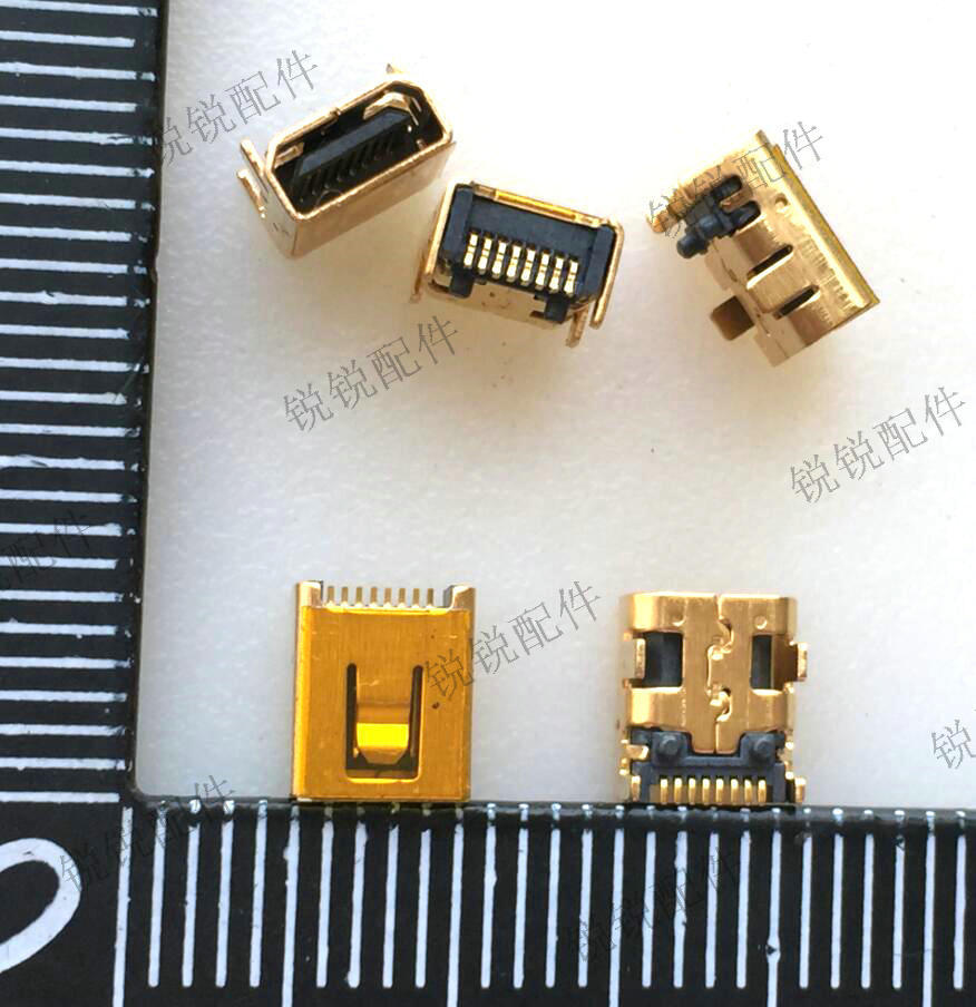 mini usb 8P 尾插 母座 镀金 8针脚 直插固定脚 迷你 8P插槽-阿里巴巴