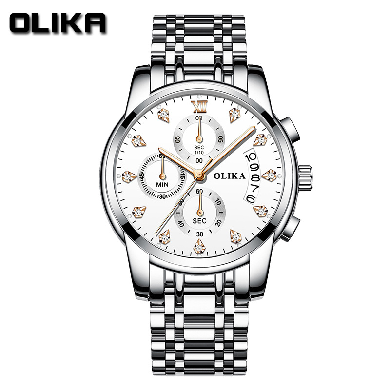 Olika/olika fashion waterproof men's watch seven beads solid steel band ...