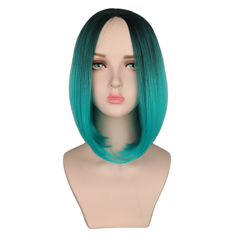 黑紫色渐变中分假发女染色短波波头bobo头hair女假发cosplay wigs-阿里巴巴