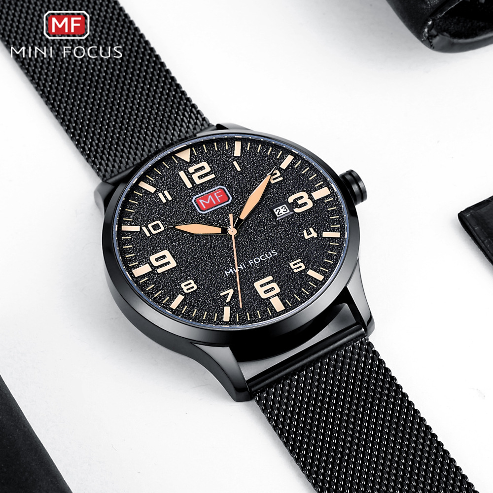 MINIFOCUS福克斯 MF0158G 男士石英表 钢网带自动日期夜光手表-阿里巴巴