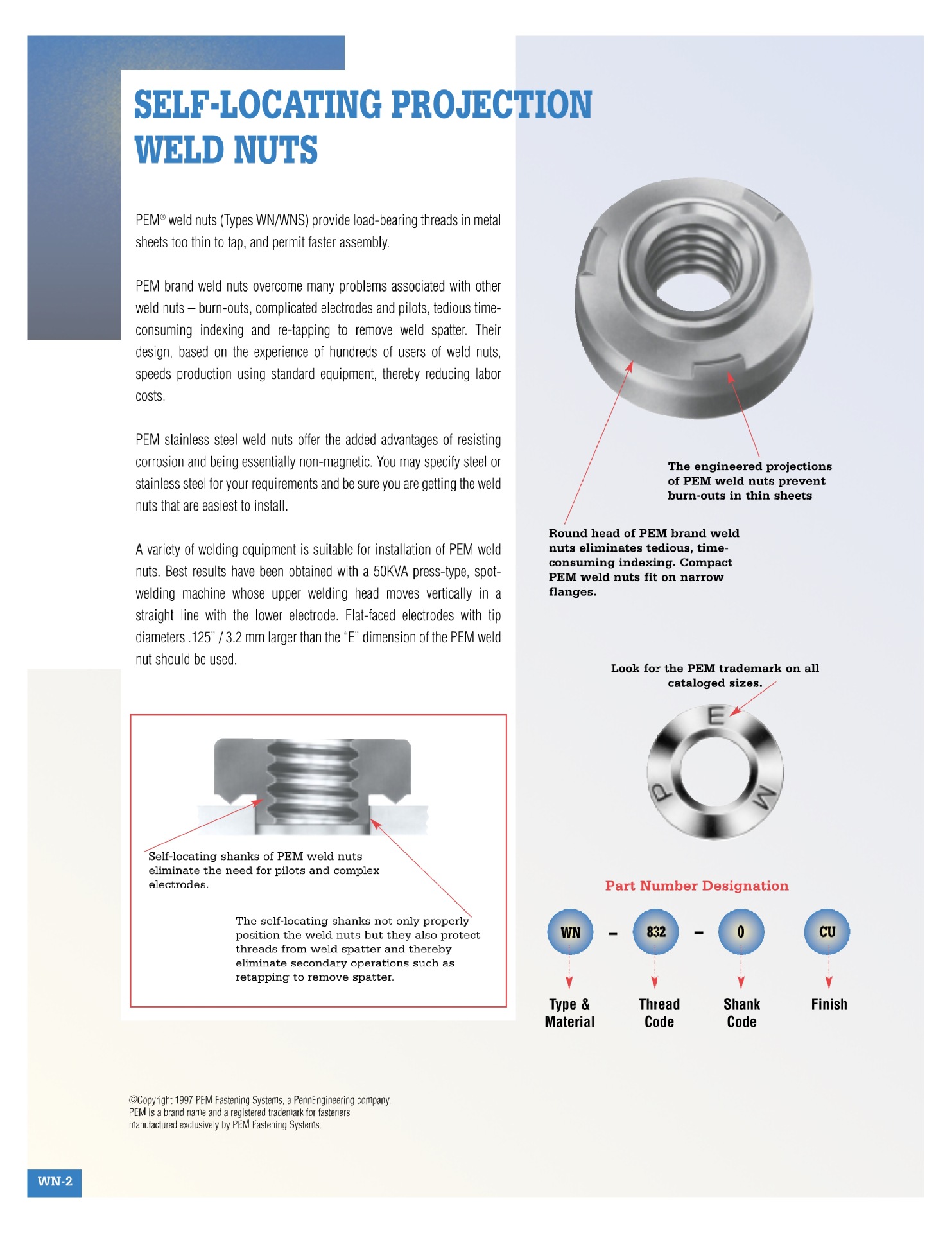 美国原厂PEM紧固件WNS系列WNS-M6-0自定位凸焊螺母压铆件-阿里巴巴