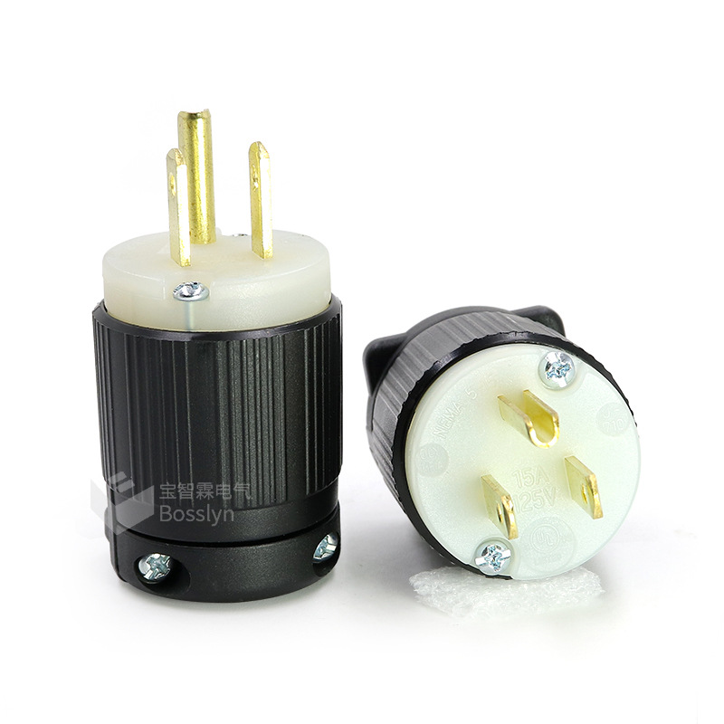 NEMA 5-15P美标工业插头15A 125V美规三级电源插头 美规UL接线插-阿里巴巴