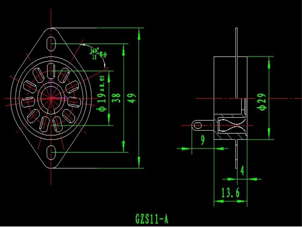 光电倍增管座E678-11A 电木镀锡11脚 GZS11-A 绿色带固定圈 焊接-阿里巴巴