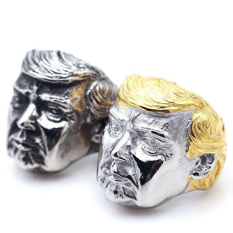 High Quality Mens 316L Stainless Steel Donald Trump Ring Silver Gold ...