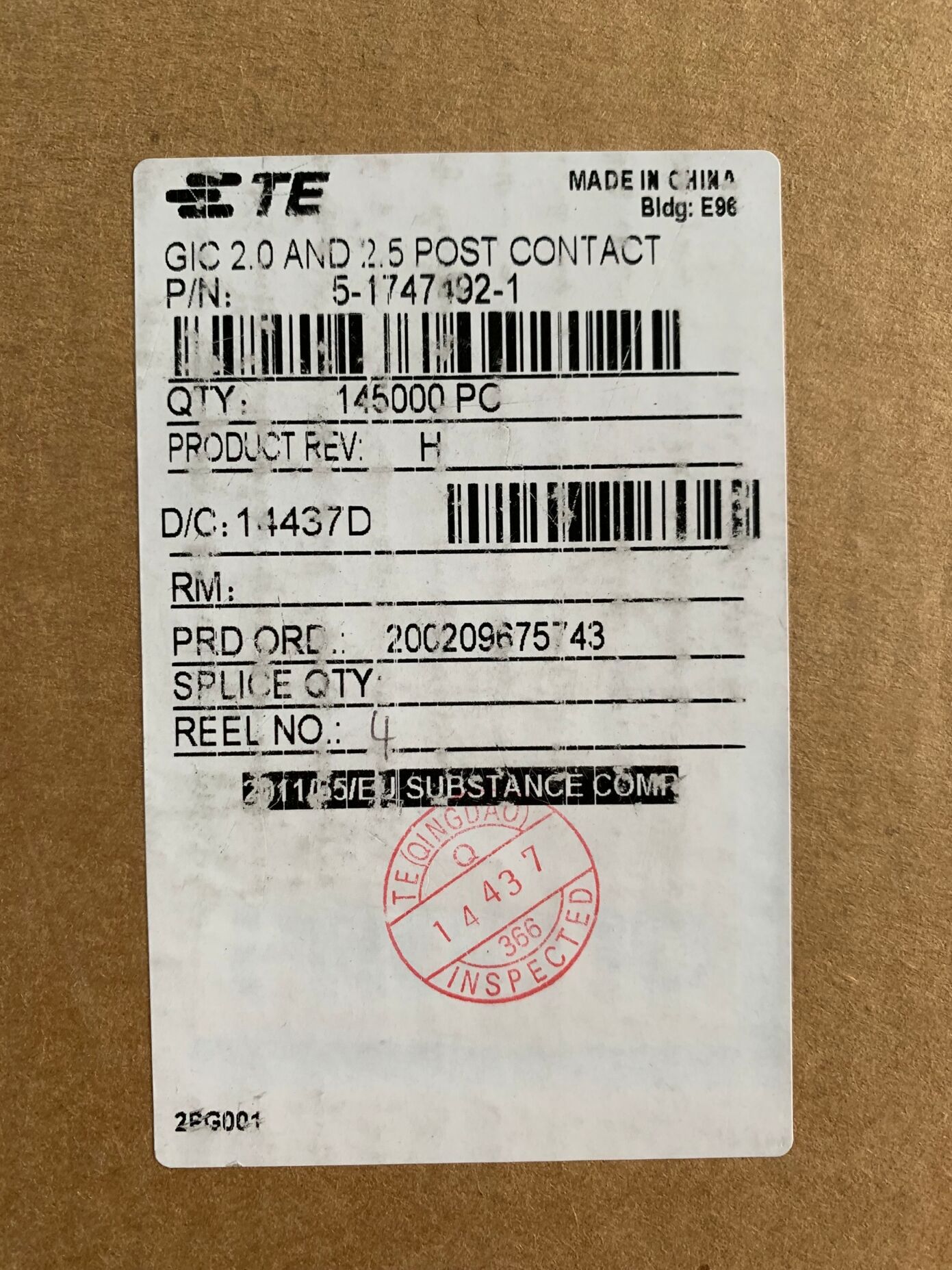 现货供应原厂 TE 5-1747492-1 端子-阿里巴巴