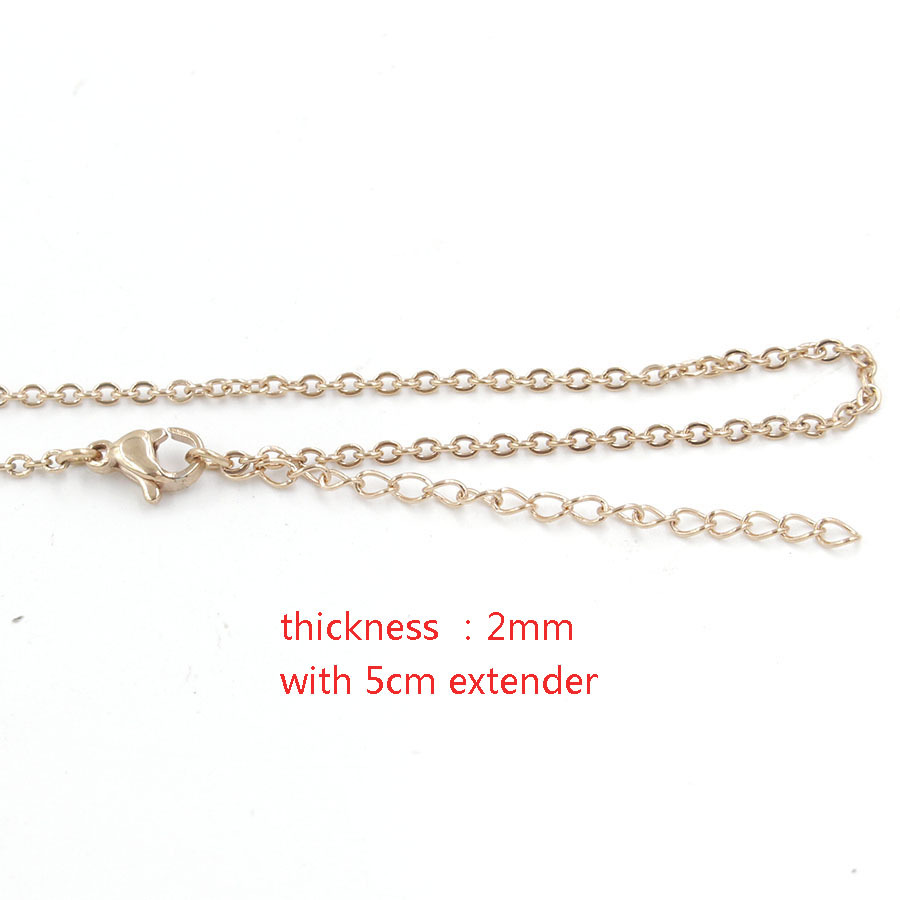 1/ 1.5/2mm 玫瑰金方字链不锈钢链条项链 40 /45/ 50 cm 带尾链-阿里巴巴