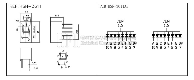 0.36英寸 3611AH 3611AS 1位红色 白光 共阴/共阳 3161 LED数码管-阿里巴巴