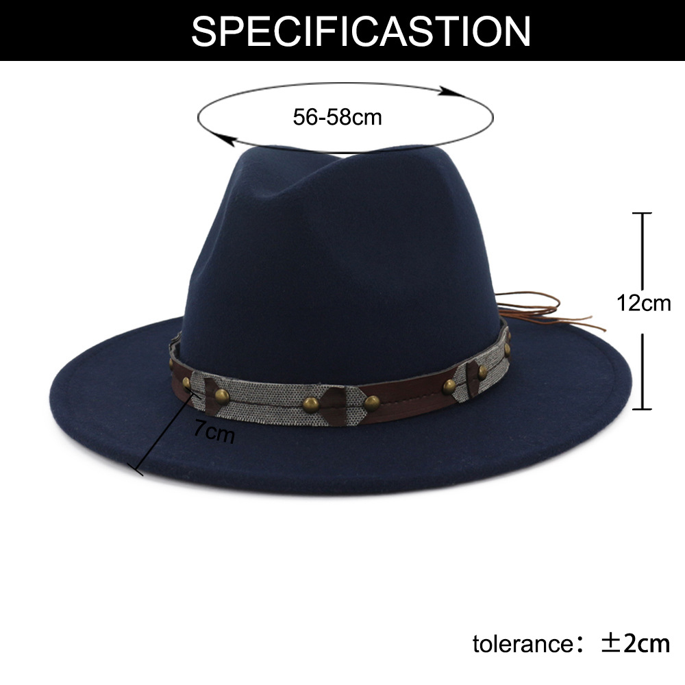 Mens Vintage Hats Wide Brim Fedora Hat: Classic Wool Felt Panama Trilby ...