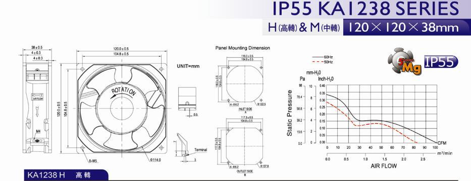 原装KAKU卡固KA1238HA2B Bal双滚珠轴承12038 AC220V防水风扇风机-阿里巴巴