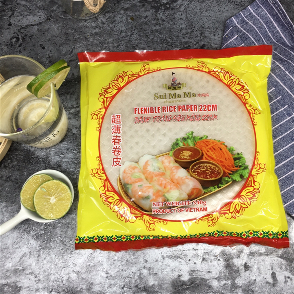 水妈妈超薄春卷皮 越南生食春卷皮透明水晶22cm米纸卷340g-阿里巴巴