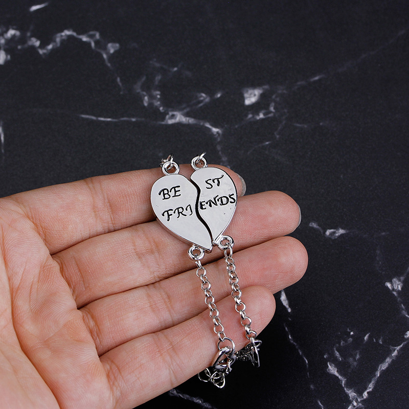 欧美热销好朋友手链best friends手链爱心两瓣拼接 跨境热销-阿里巴巴