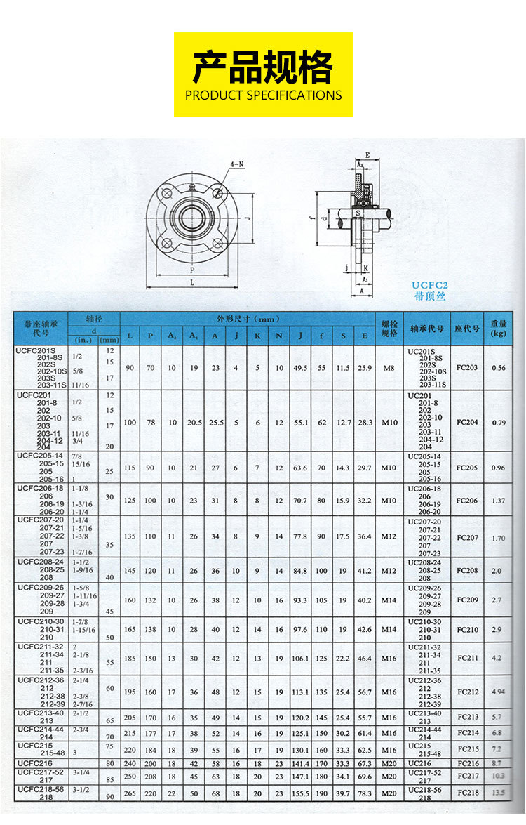 外球面圆形带座轴承 UCFC206 UCFC207 UCFC208 UCFC209 UCFC210-阿里巴巴
