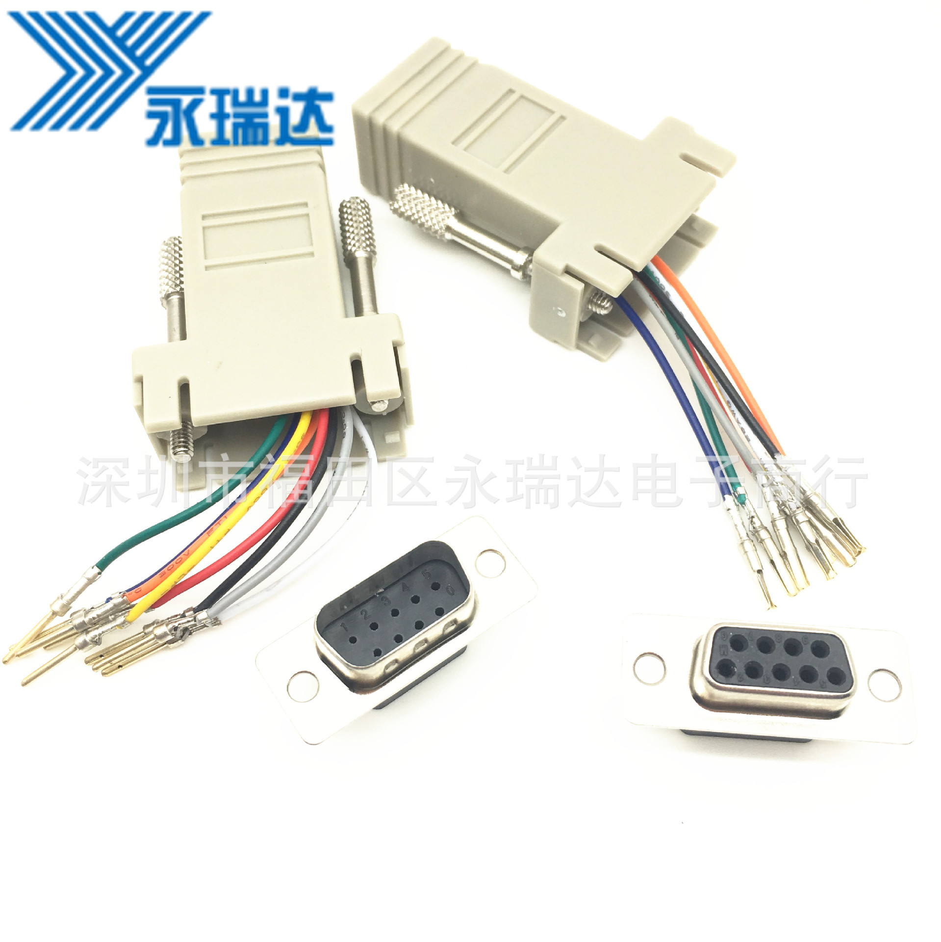 DB9转RJ45 9针9孔转接头 RJ45转串口RJ45转RS232网络口转串口DB9-阿里巴巴