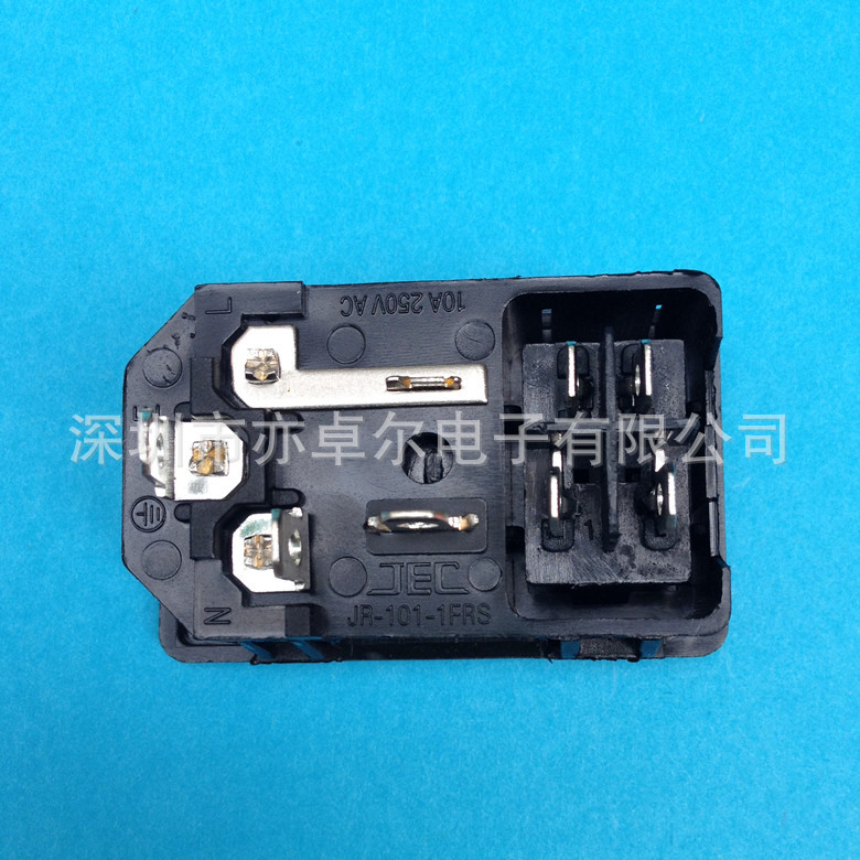 台湾原装正品JEC捷森带开关保险三合一电源插座 JR-101-1FRS黑色-阿里巴巴