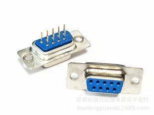 D-SUB插头DB9焊板式DP9母蓝胶镀金母头双排9P孔串口座RS232插座-阿里巴巴