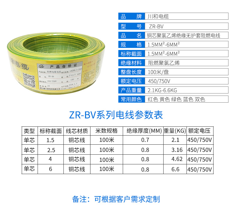 家装电线用国标电线 ZR-BV 1.5/2.5/4/6平方阻燃导线 单芯铜线-阿里巴巴