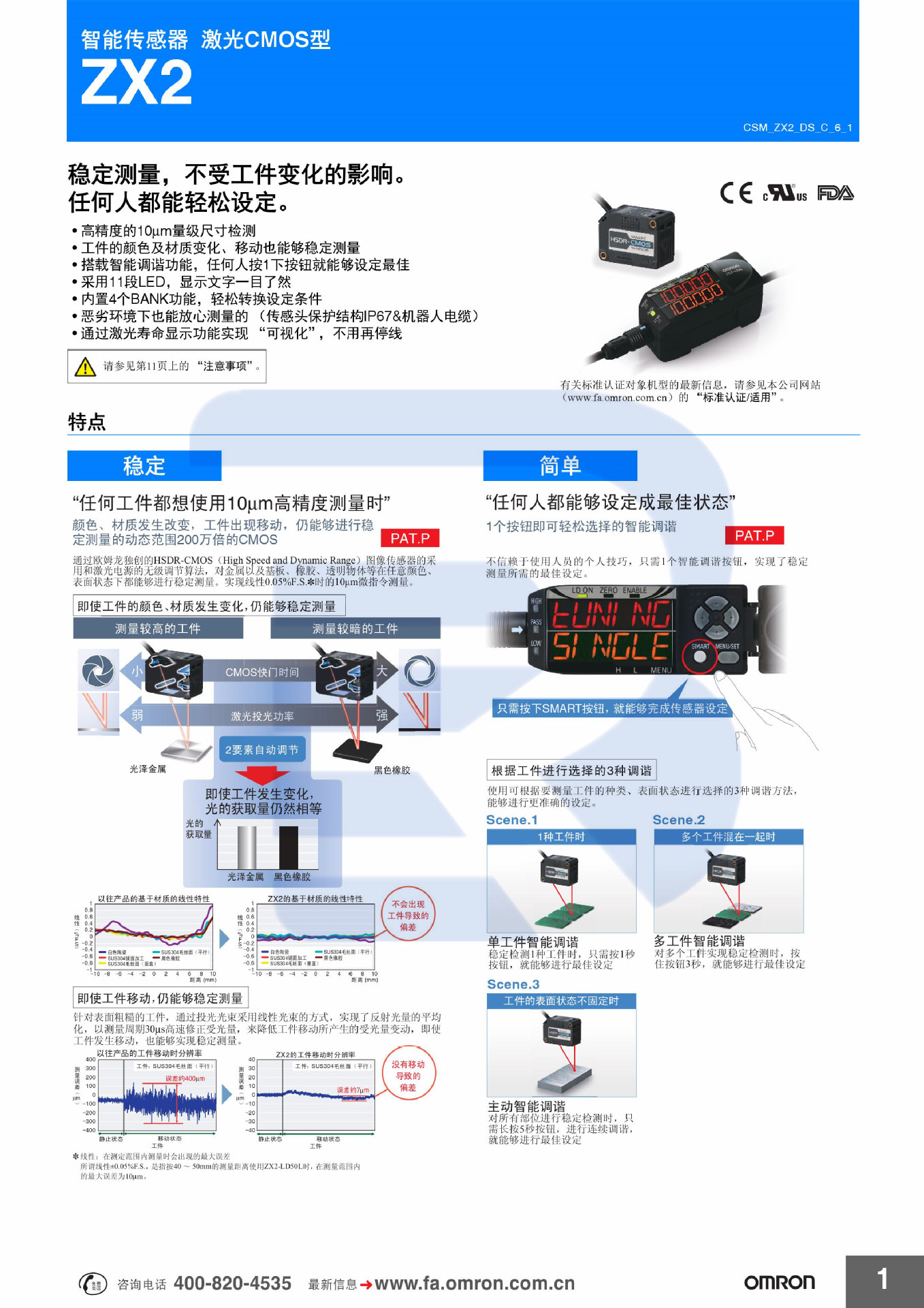 欧姆龙OMRON激光位移传感器 激光CMOS型ZX2-LD50 0.5M原装正品-阿里巴巴