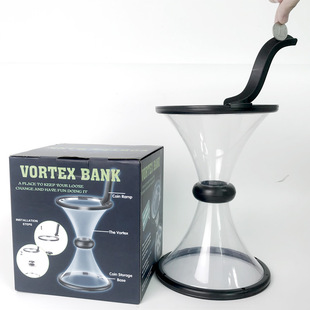 创意款漩转漏斗透明硬币储钱桶 重力旋风存钱罐旋转 vortex bank-阿里巴巴