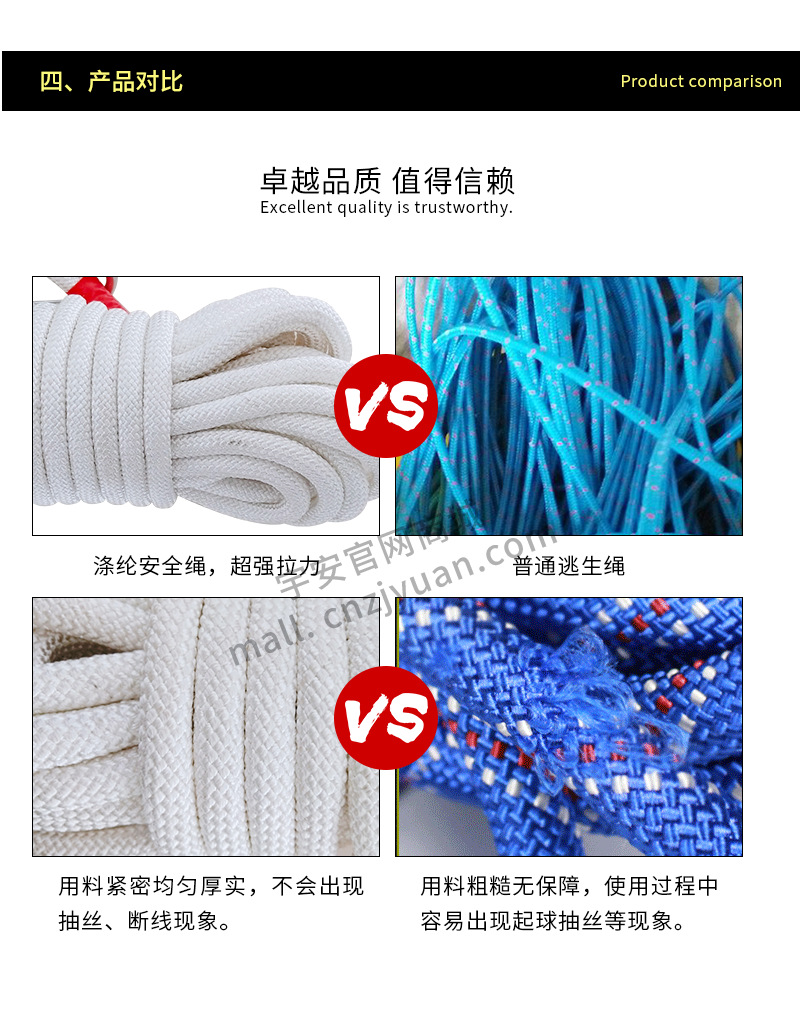 安全绳3C认证FZL-S轻型安全绳通用型救援绳登山绳消防逃生绳-阿里巴巴