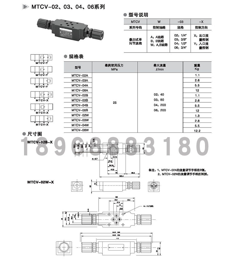 叠加式节流阀MTCV-02W/03W/04W/06W MTC-02W-K-20 MTC-02A/03B-K-阿里巴巴