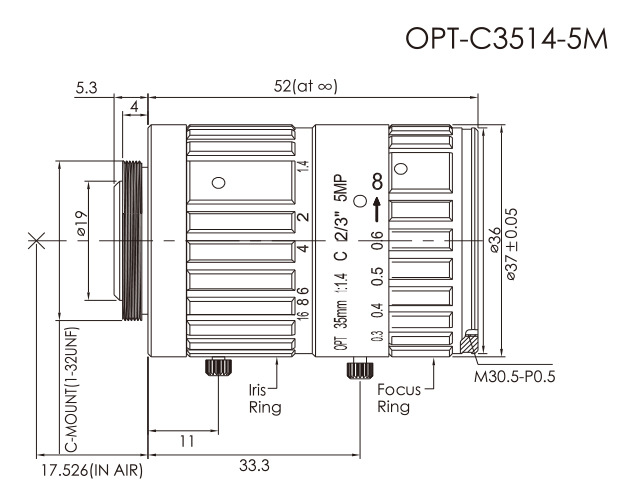 奥普特OPT 机器视觉工业镜头 OPT-C3514-5M 高像素工业定焦摄像头-阿里巴巴