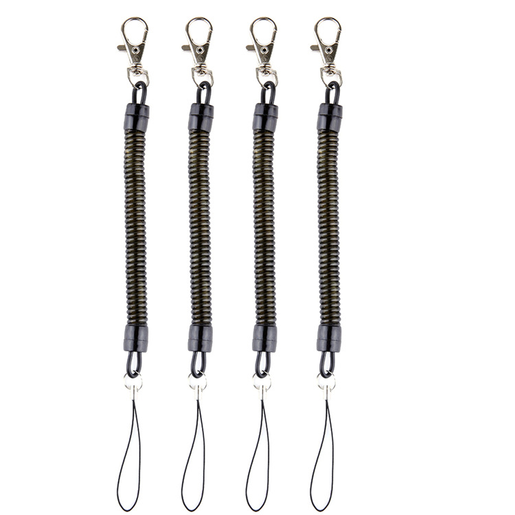 金属钥匙扣弹簧绳黑色塑料弹力绳彩色伸缩绳手机钥匙防丢挂扣批发-阿里巴巴