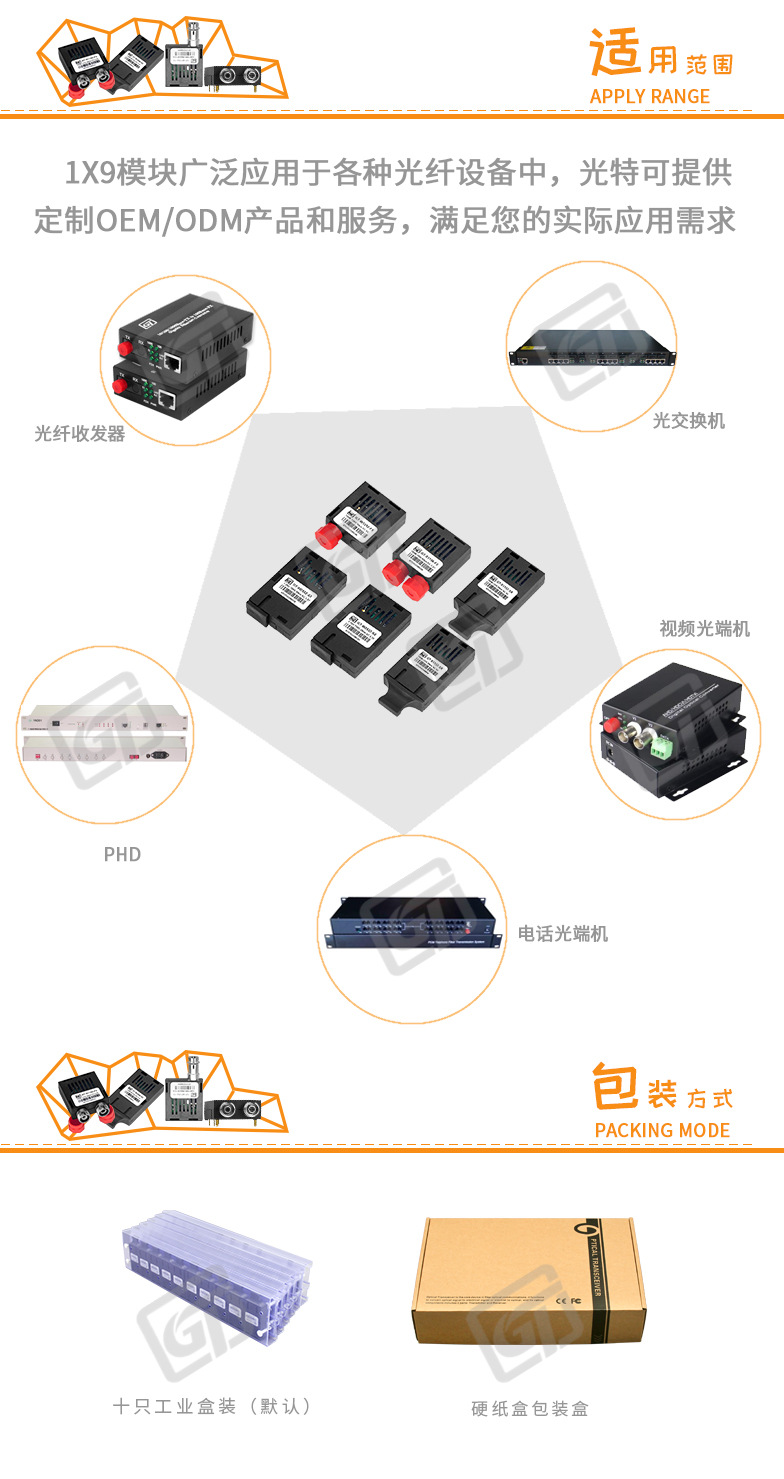 全新工业级超低速1X9光模块1MTTL电平单模双纤可接地1x9模块FC口-阿里巴巴
