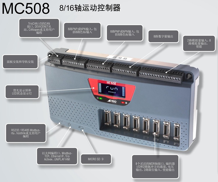 MC508控制器8轴标准轴P848,8扩展+模拟量闭环+8标准P849翠欧TRIO-阿里巴巴