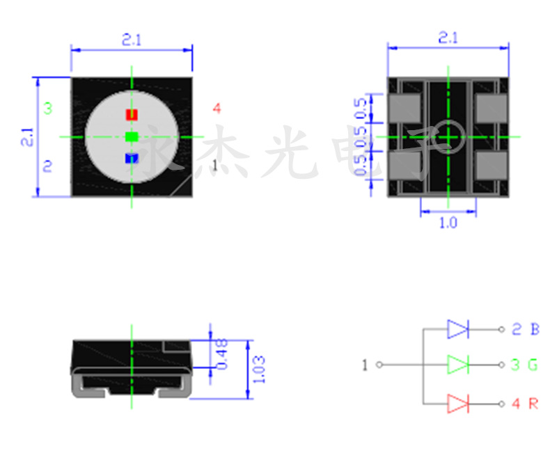 2121RGB灯珠 贴片LED显示屏灯珠2121红蓝绿共阳 2020屏幕跑马灯-阿里巴巴