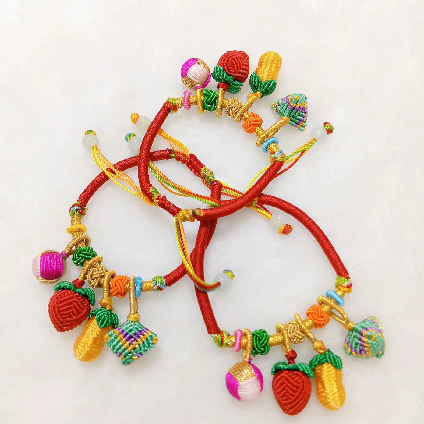 端午节五彩绳手链编织粽子苹果花生草莓红绳手链男女手饰-阿里巴巴