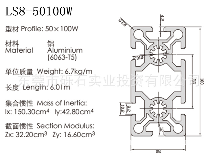 【50系列工业铝型材LS8-5050 欧标国标槽宽8mm 铝合金材料 砾石精加工铝】价格_批发_厂家_参数_图片_铝及铝合金材 - 搜好货网