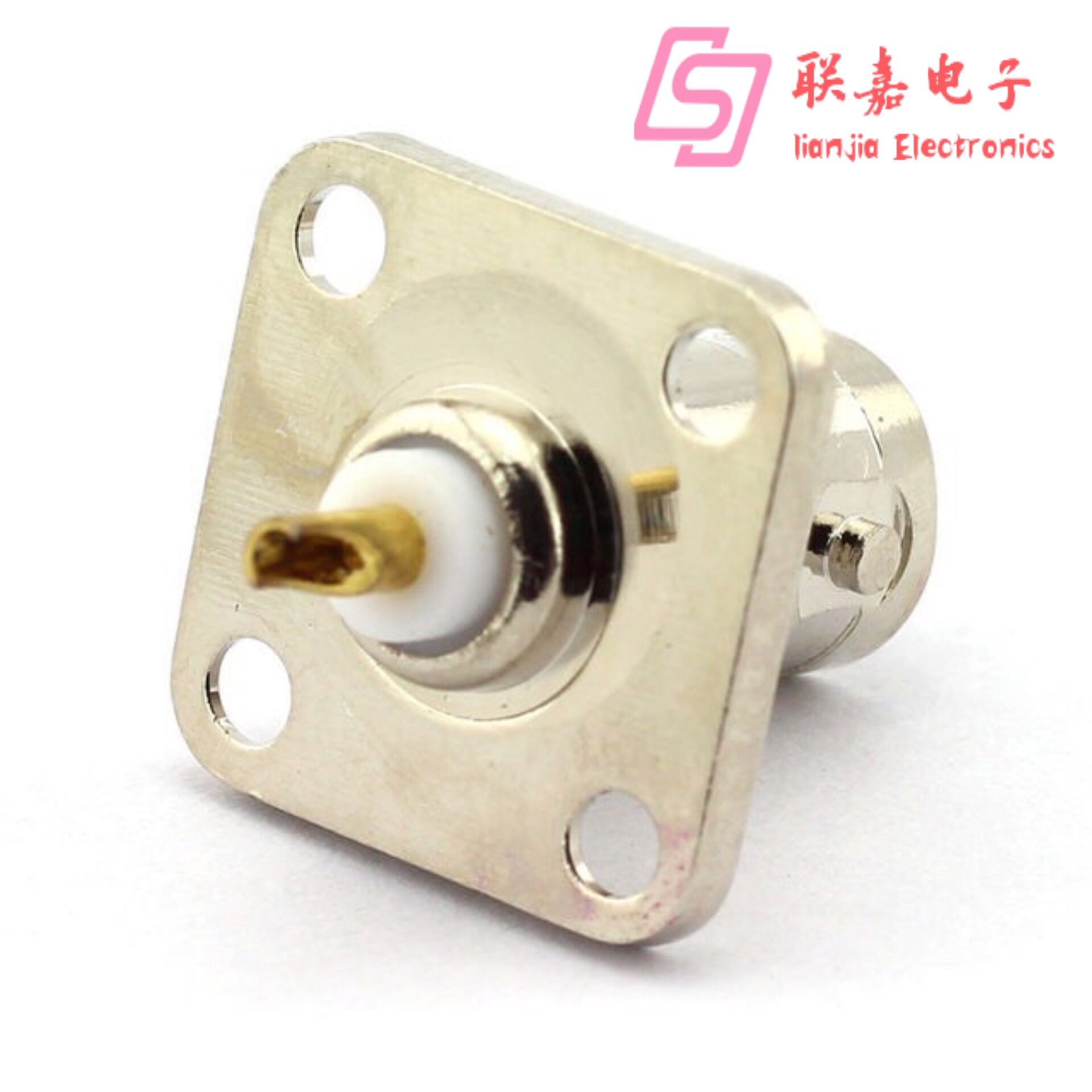 全铜BNC-50KF 17.5小方板 四孔面板安装母座50欧姆监控头Q9连接器-阿里巴巴