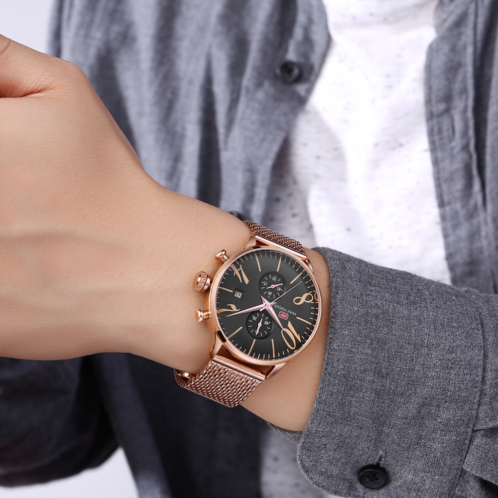 MINIFOCUS福克斯 MF0135G男士石英表 钢网带两小盘指针商务水表-阿里巴巴