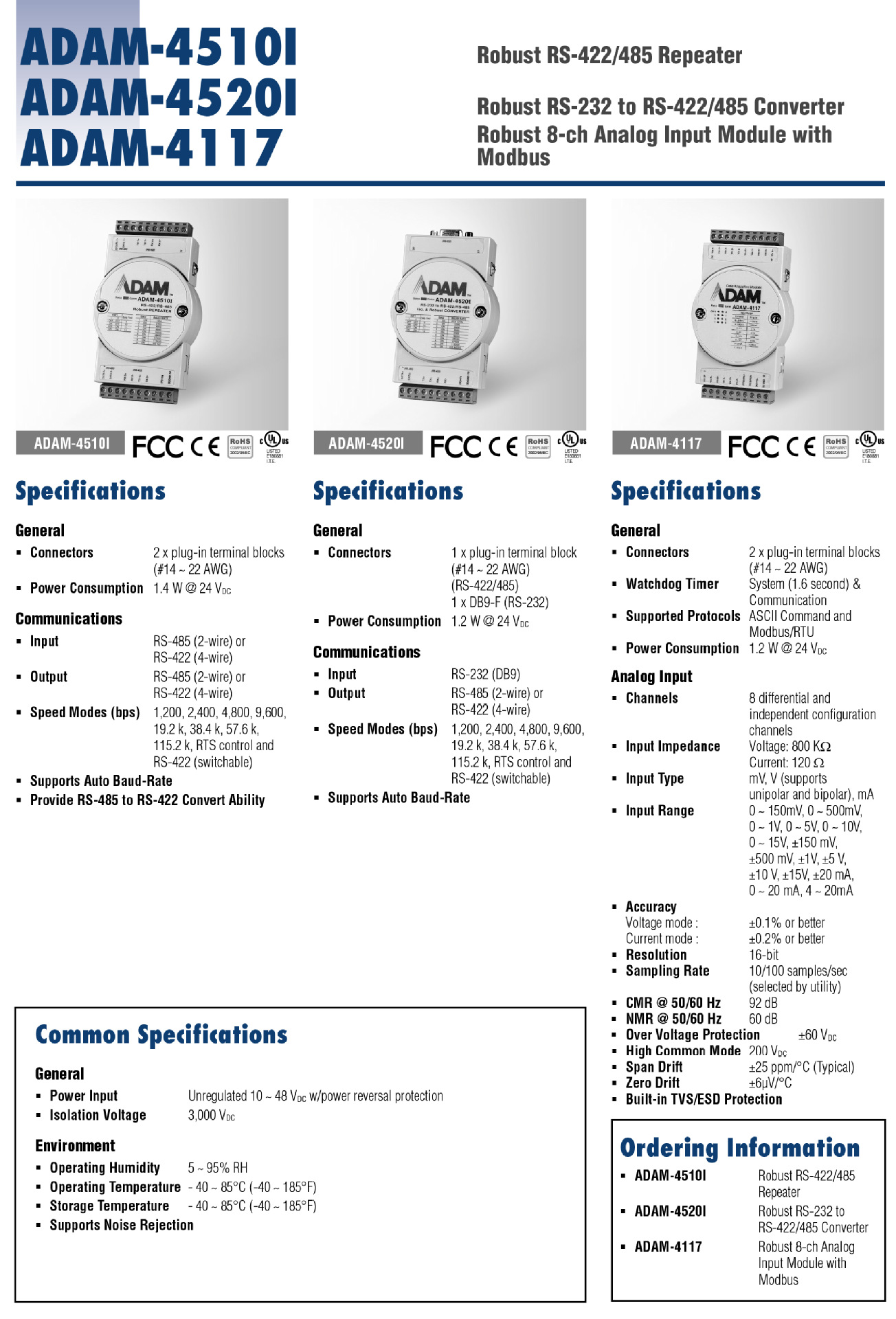 台湾研华RS-422/RS-485宽温中继器ADAM-4510I-AE网络覆盖达1200米-阿里巴巴