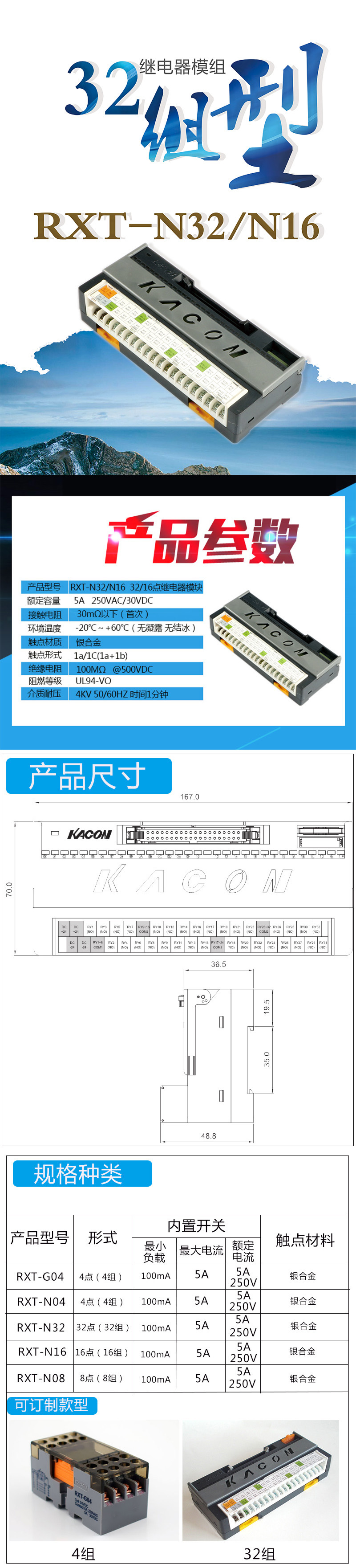 现货批发Kacon凯昆RXT-N32控制模组PLC远程32路继电器模块PNP NPN-阿里巴巴