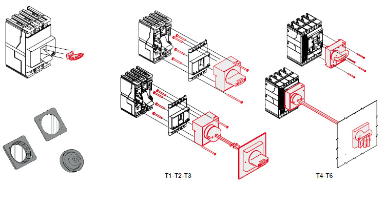 ABB Tmax塑壳断路器附件加长型旋转手柄 RHE F/P T4/5 10064999-阿里巴巴