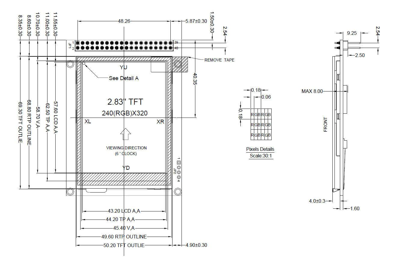2.8寸TFT LCD彩色液晶显示模块/240x320点阵彩屏模组带转接板-阿里巴巴