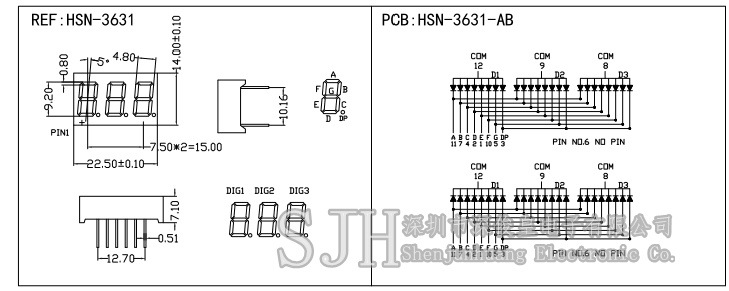 0.36英寸 3位 共阳 3631BS 三位 红色 HS310361K-11脚 数码管-阿里巴巴