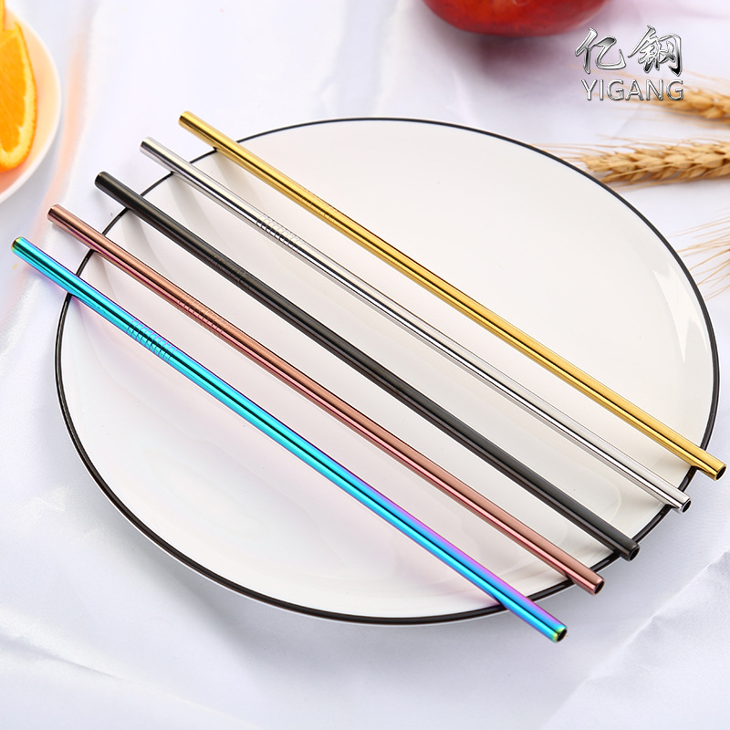 [Yigang] color metal food grade 304 stainless steel straw set beverage ...