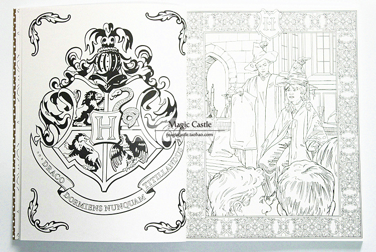 英文版harry potter哈利波特涂色书成人减压解压填色书涂鸦绘画本-阿里巴巴