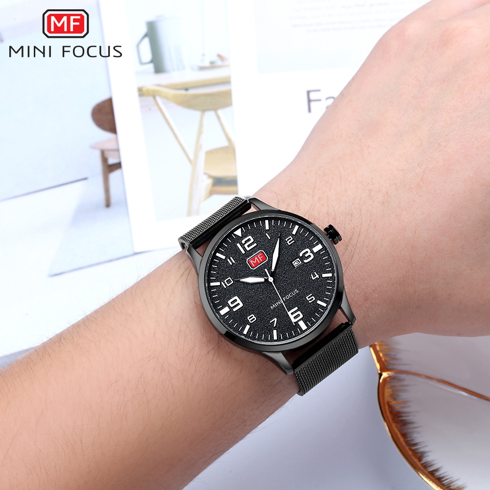 MINIFOCUS福克斯 MF0158G 男士石英表 钢网带自动日期夜光手表-阿里巴巴