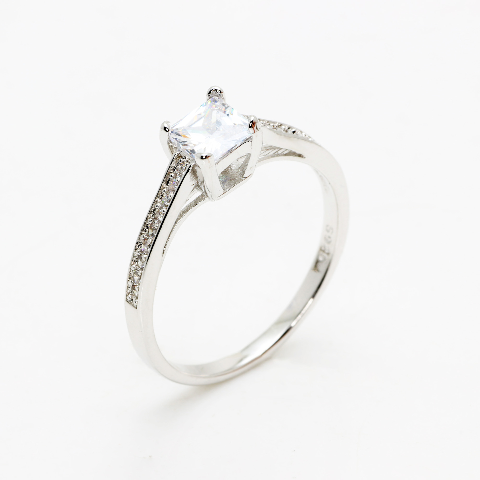 AliExpress Xianger Silver Princess Square Diamond Four-claw Square 1 ...