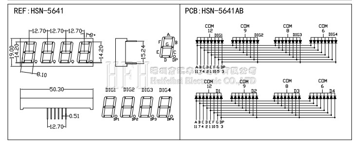 0.56英寸 4位 共阳 5641BS 红色 四位一体 HS410561K LED数码管-阿里巴巴